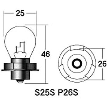 2輪車用口金球 S25 12V(シングル球) M&H 電球 【通販モノタロウ】 1P2371～