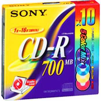 EMC-10CDQ80EXC SONY CD-R 700MB 10枚クレイドルケース入5色 1個 SONY 【通販モノタロウ】