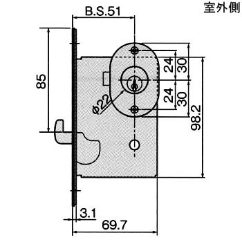 CK51/CK30 ケース鎌錠 アトムリビンテック 鎌錠 【通販モノタロウ】