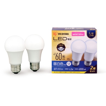 LDA6N-G-6T72P LED電球 E26 広配光2P 昼白色 60形相当(810lm) 1箱(2個) アイリスオーヤマ 【通販モノタロウ】