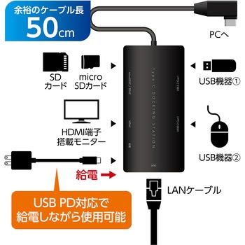 UDS-4K02P/BK Type-C ドッキングステーション 4K対応 USB PD付 MCO ケーブル長50cm - 【通販モノタロウ】