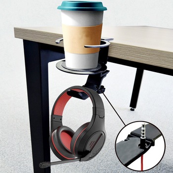 アルミ製360°回転 多機能ヘッドフォンハンガー ドリンクホルダー付 Newseed ヘッドホン収納用品 【通販モノタロウ】