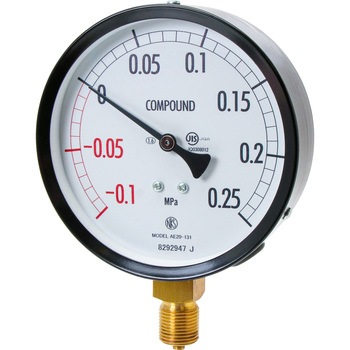 AE20-131 -0.1~0.25MPa 普通形圧力計(A/B枠・立形) 100Φ 形番：AE20 1個 長野計器 【通販モノタロウ】