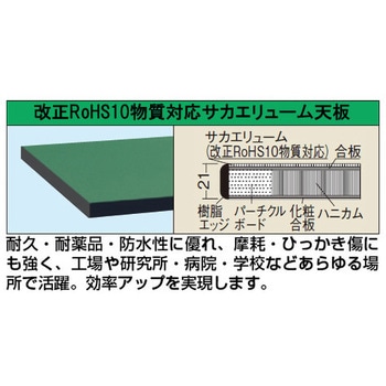軽量作業台(KS/200kg/改正RoHS10対応サカエリューム天板/H740/キャスター付/直進安定金具無) サカエ 移動タイプ(キャスター ...