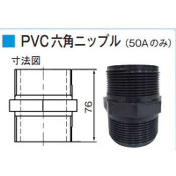 PVC六角ニップル 50A 1個 HSバルブ 【通販モノタロウ】
