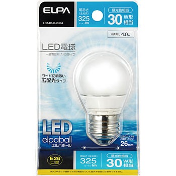LDA4D-G-G584 LED電球 E26 A45形(325LM) 1個 ELPA 【通販モノタロウ】