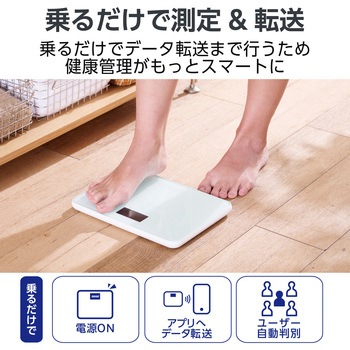 ESW01WH 体重計 自動認識機能付 100g単位 Wi-Fi スマホ連動 BMI 2項目測定可 ECLEAR Plus 1個 エレコム 【通販モノタロウ】