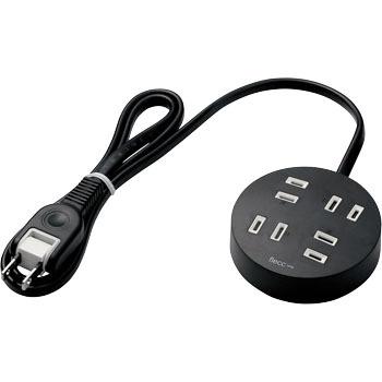 電源タップ 丸型 2P×4個口 低重心設計 ホコリ防止シャッター flecc エレコム 2P電源タップ 【通販モノタロウ】