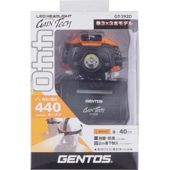 ゲインテック 電池式ヘッドライト 440lm GENTOS ヘッドライト本体 【通販モノタロウ】 GT-392D