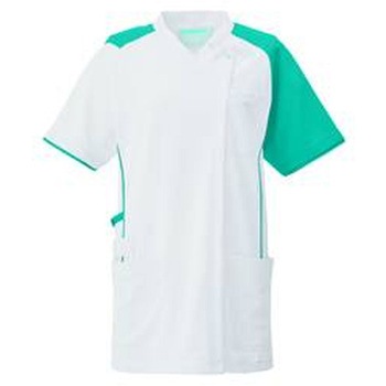 KZN713-12(ホワイトXターコイス スクラブジャケット半袖 1枚 KAZEN 【通販モノタロウ】