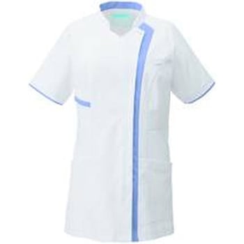 KZN702-11(ホワイトXシャンビ レディススクラブジャケット半袖 1枚 KAZEN 【通販モノタロウ】