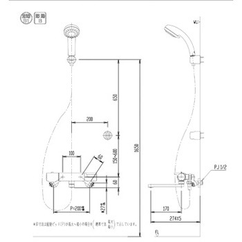 サーモスタット付シャワーバス水栓 LIXIL(INAX) サーモスタット 【通販モノタロウ】 RBF-811～