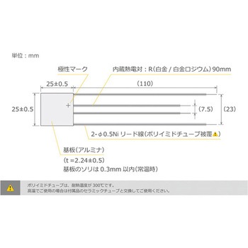 MS-1000R 1000℃対応 熱電対内蔵型 マイクロセラミックヒーター 25mm角 100V 555W 1枚 坂口電熱 【通販モノタロウ】