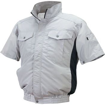 D111B20C66S6 タチエリチタン肩当有 NSP半袖空調服TM(ウェア、立ち襟用スペーサー、ワンタッチファン2個、ケーブル、電池ボックス ...