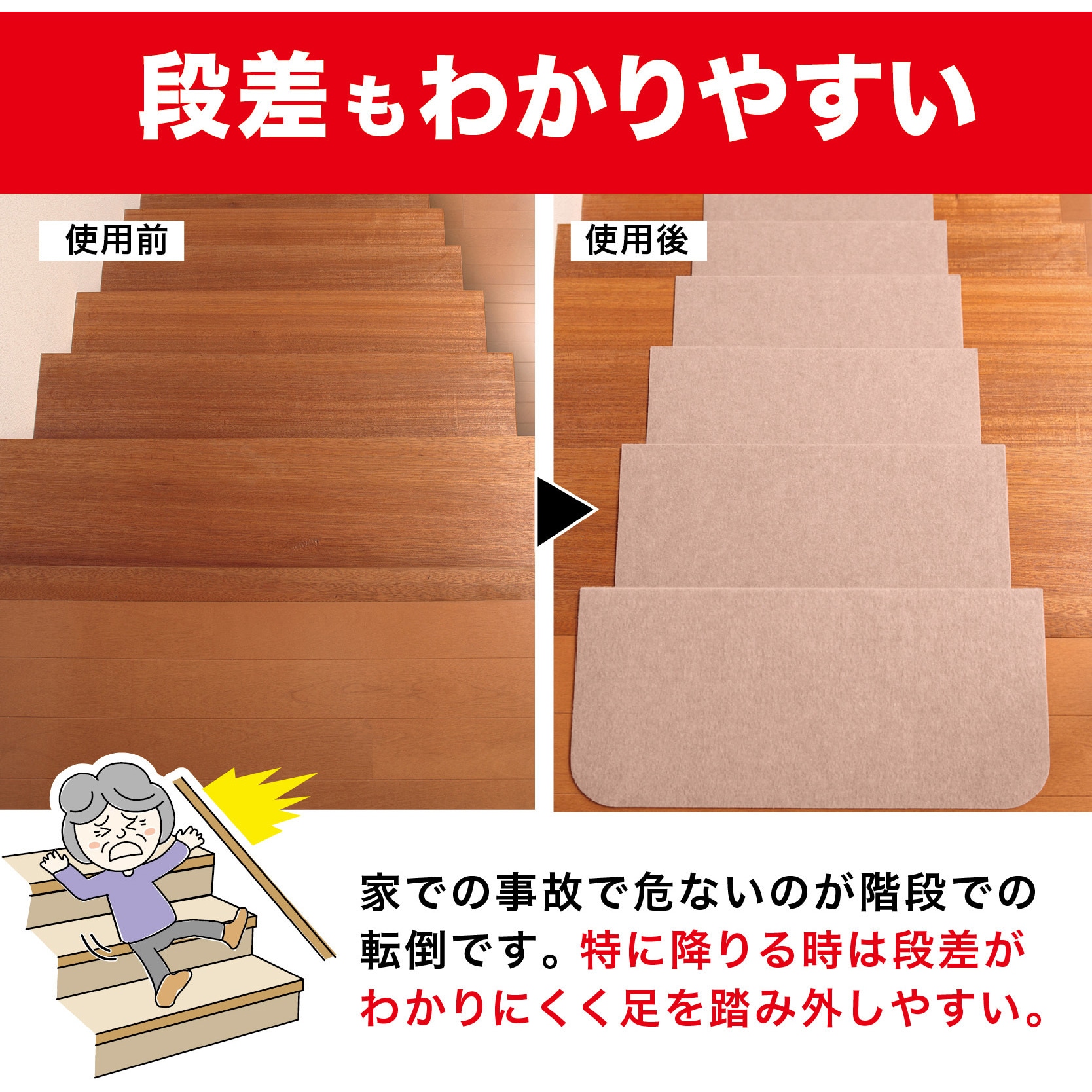 KD-55 折り曲げ付階段マット サンコー ベージュ色 1セット(15枚) KD-55