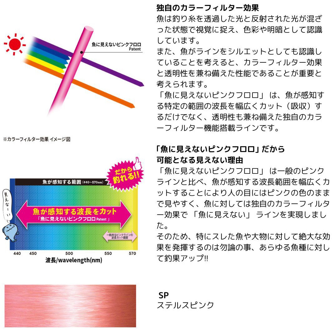 60号-100m 魚に見えないピンクフロロ 漁業者プロスペシャル 大判